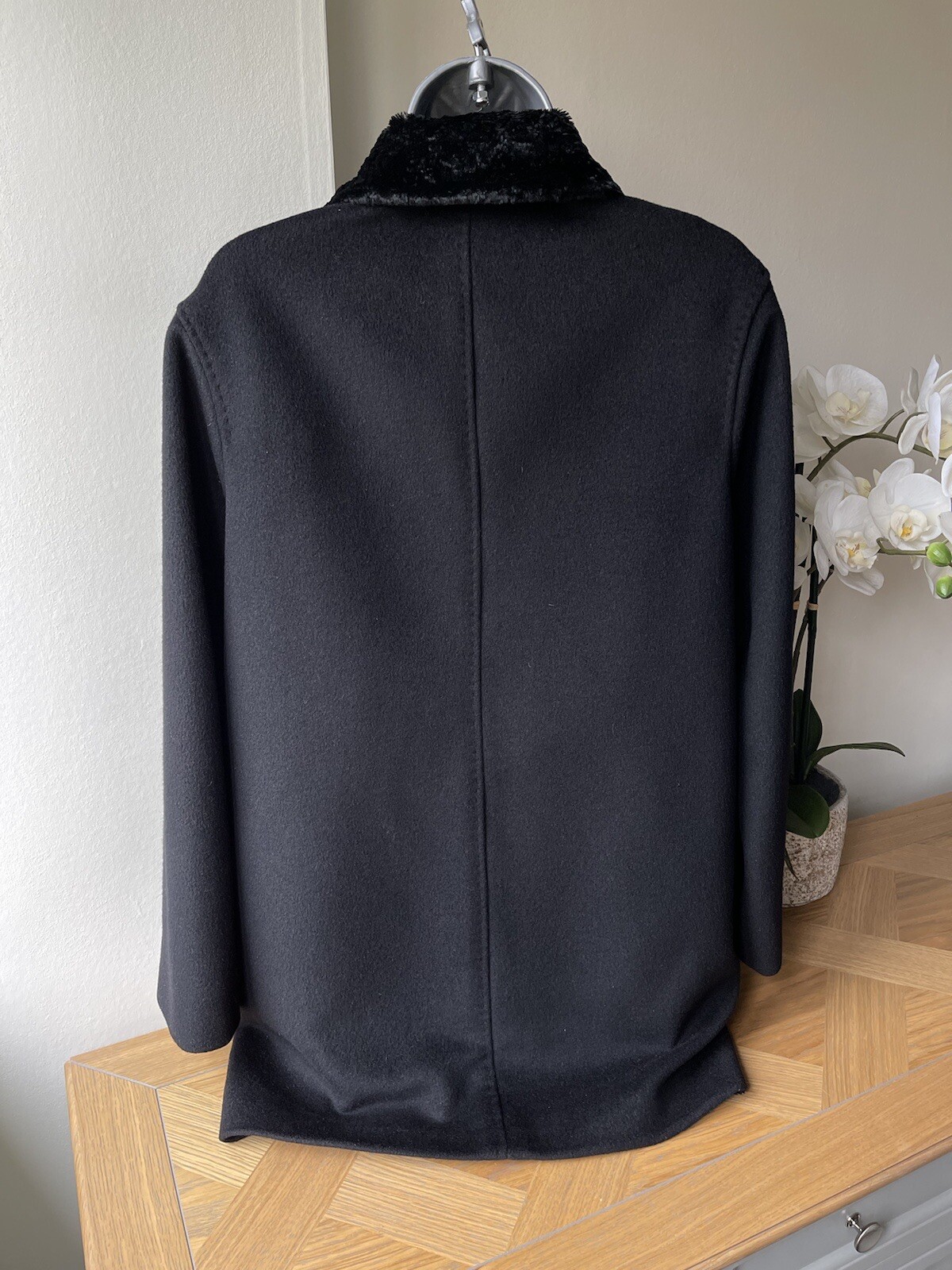 Jaeger black wool & angora mix coat jacket UK 10 - Gem