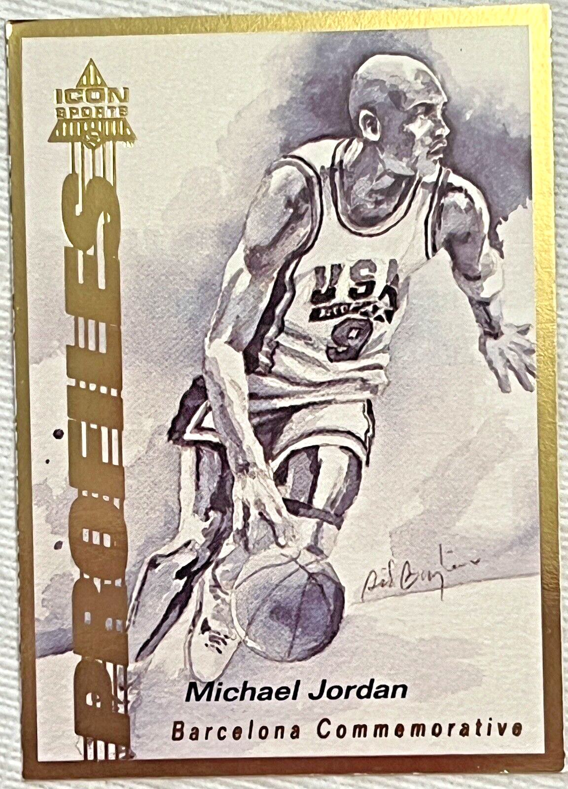 Michael Jordan 1993 ICON Sports PROFILES Barcelona GOLD BORDER Rare Bonus 6