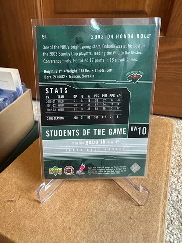 2003-04 UD Honor Roll Marian Gaborik Minnesotta Wild Students of Game ...