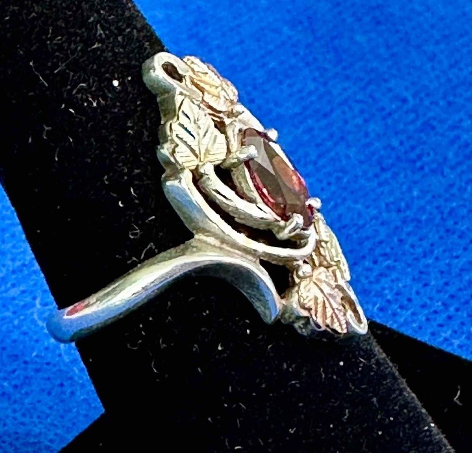 Coleman Co CCO. Black Hills Sterling Silver w/ Gold Leaf & Garnet Ring SZ 7 | eBay
