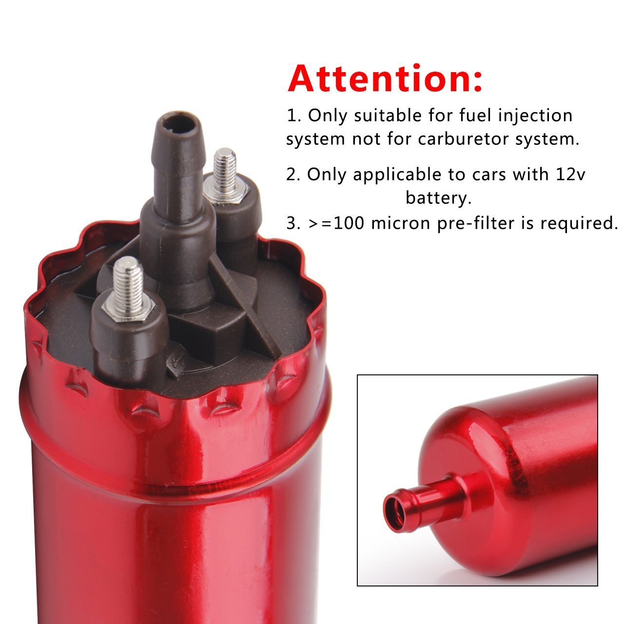Universal 12V External Inline Electric Fuel Pump Kit High Pressure ...