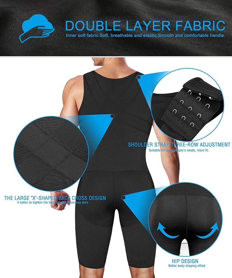 Men's Fajas Colombianas Shapewear Compression Bodysuit Slimming Full ...