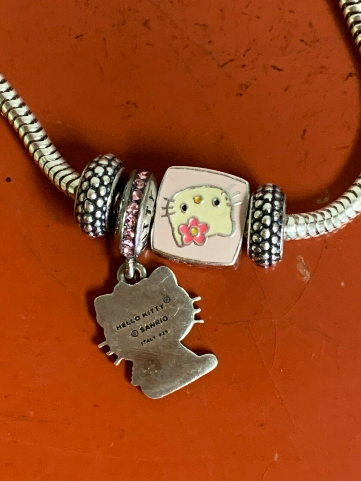 Italy Sterling Silver Hello Kitty Snake Link Bracelet… - Gem