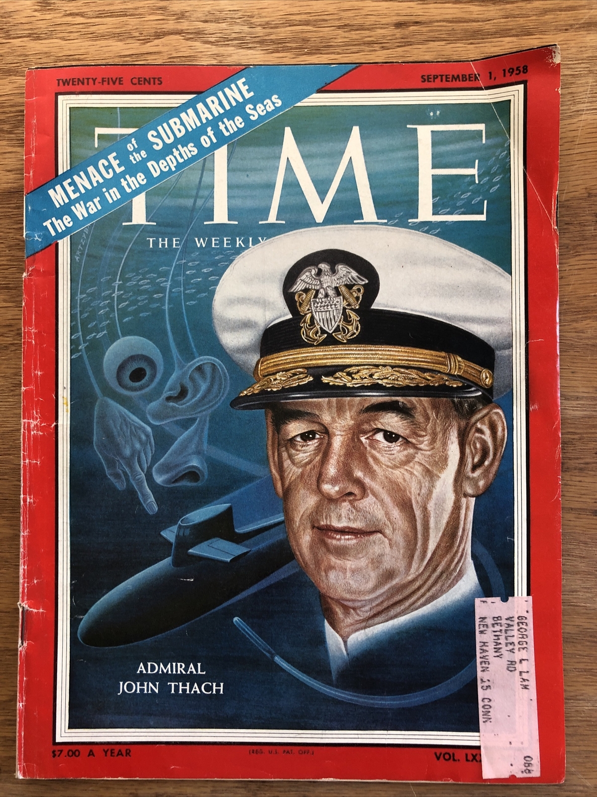 TIME MAGAZINE Sept 1 1958 ADMIRAL JOHN THACH Menace of the Submarine | eBay