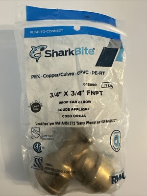 SharkBite Drop Ear Elbow 3/4" x 3/4" FNPT for CPVC Copper or PE-RT Pipe ...