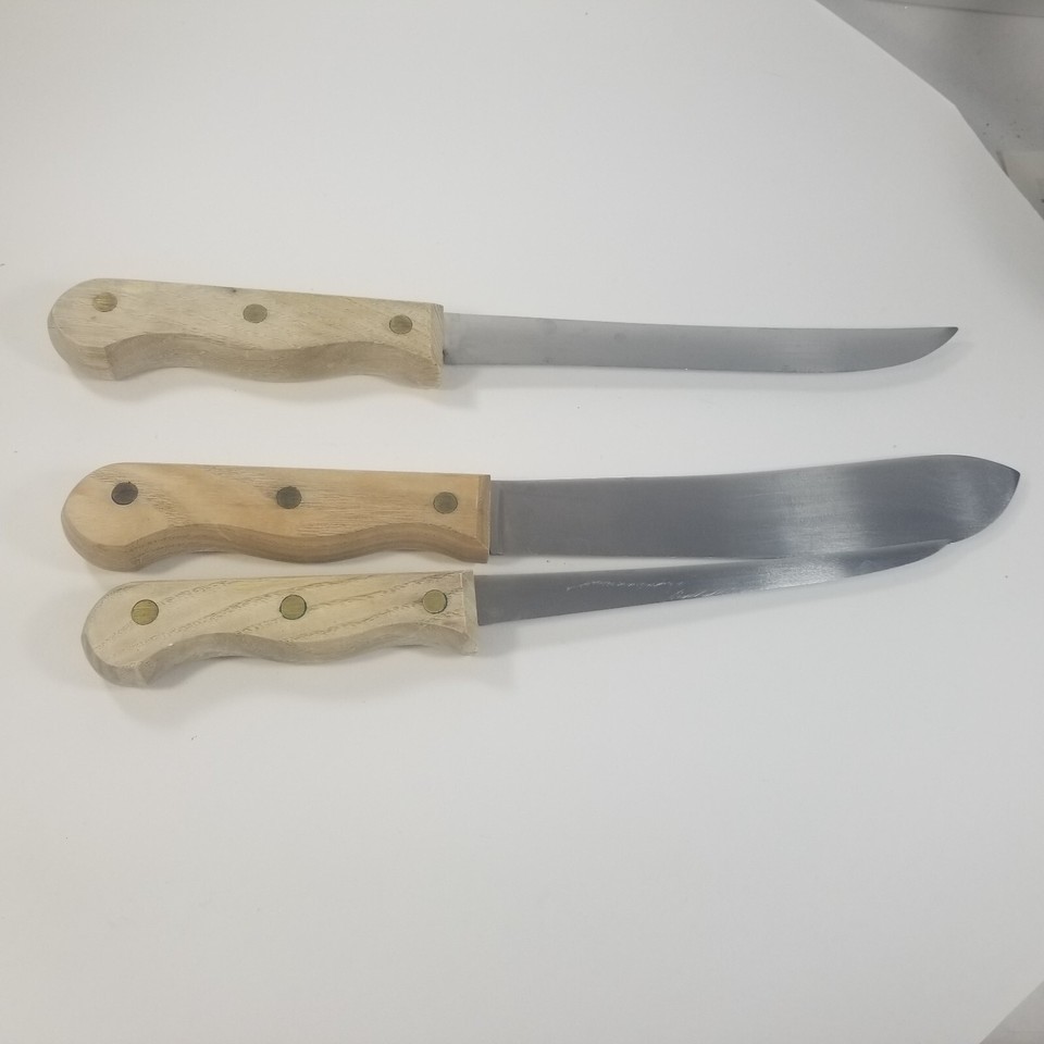 Vintage 3 PIECE SET EKCO FORGE KNIVES ~ 6 3/4" Fillet, 8" Slicer, 8 ...