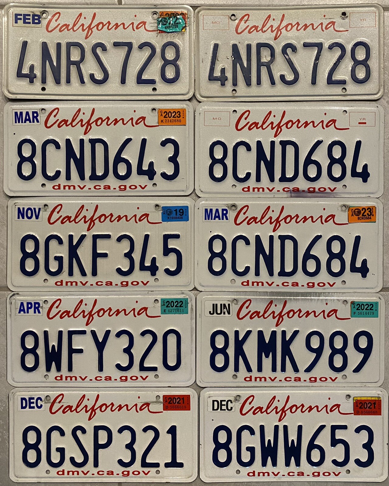 2019-2020 ‘s LOT of 10 California License Plates EXPIRED | eBay