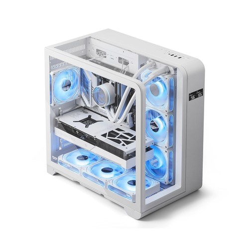 darkFlash ATX Mid-Tower PC Case with Screen, Three Side Glass, Curved ...