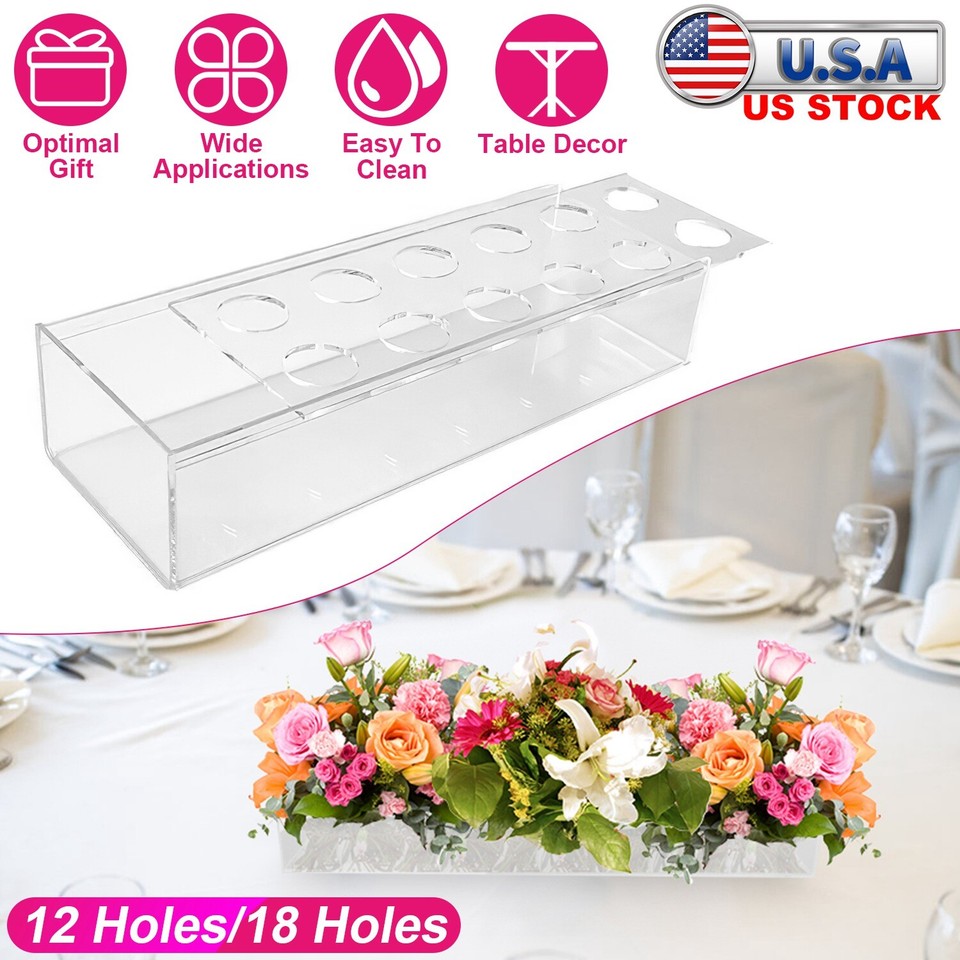 Acrylic Rectangular Flower Vase for Home Dinning Table Wedding Party ...