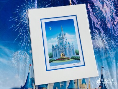Disney Parks CINDERELLA CASTLE Larry Dotson Matted Print NEW 8” x 10 ...