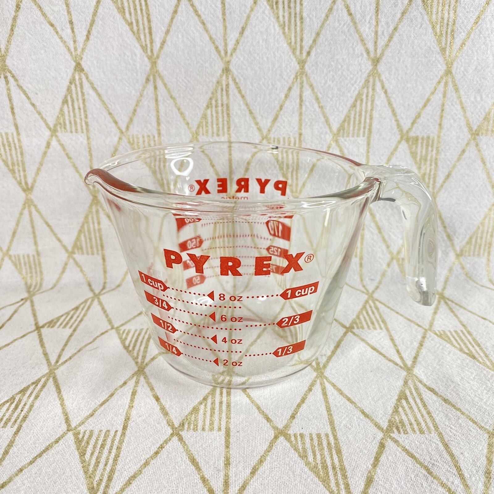 Vintage PYREX 1 Cup Glass Measuring Cup Metric & Imperial RED Lettering ...
