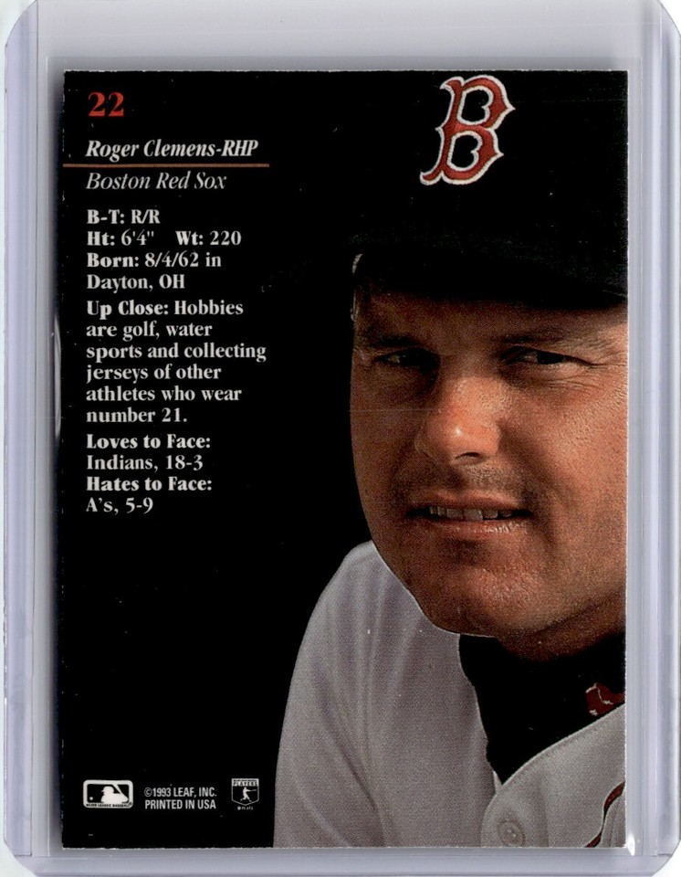 1993 Studio Roger Clemens Baseball Card Boston Red Sox #22 | eBay