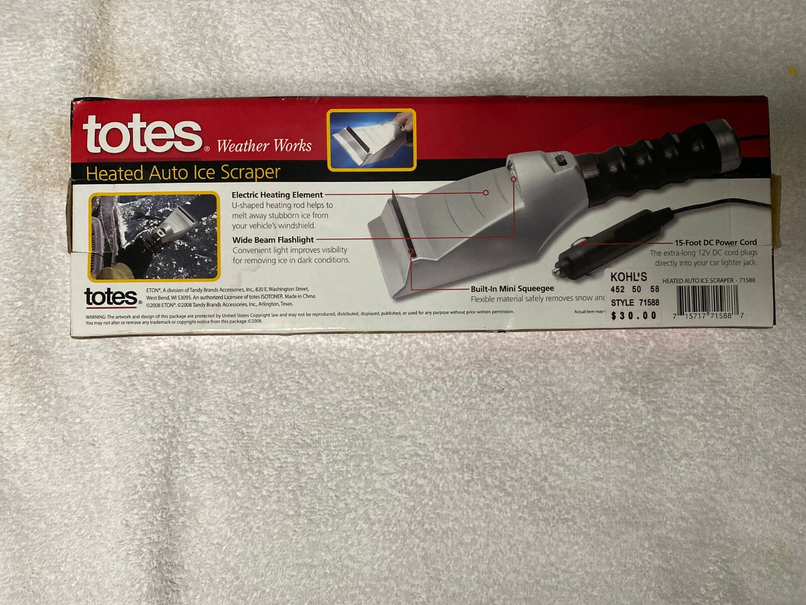 Totes Heated Auto Ice Scraper Flashlight 15' DC Cord New in Box #71588 ...