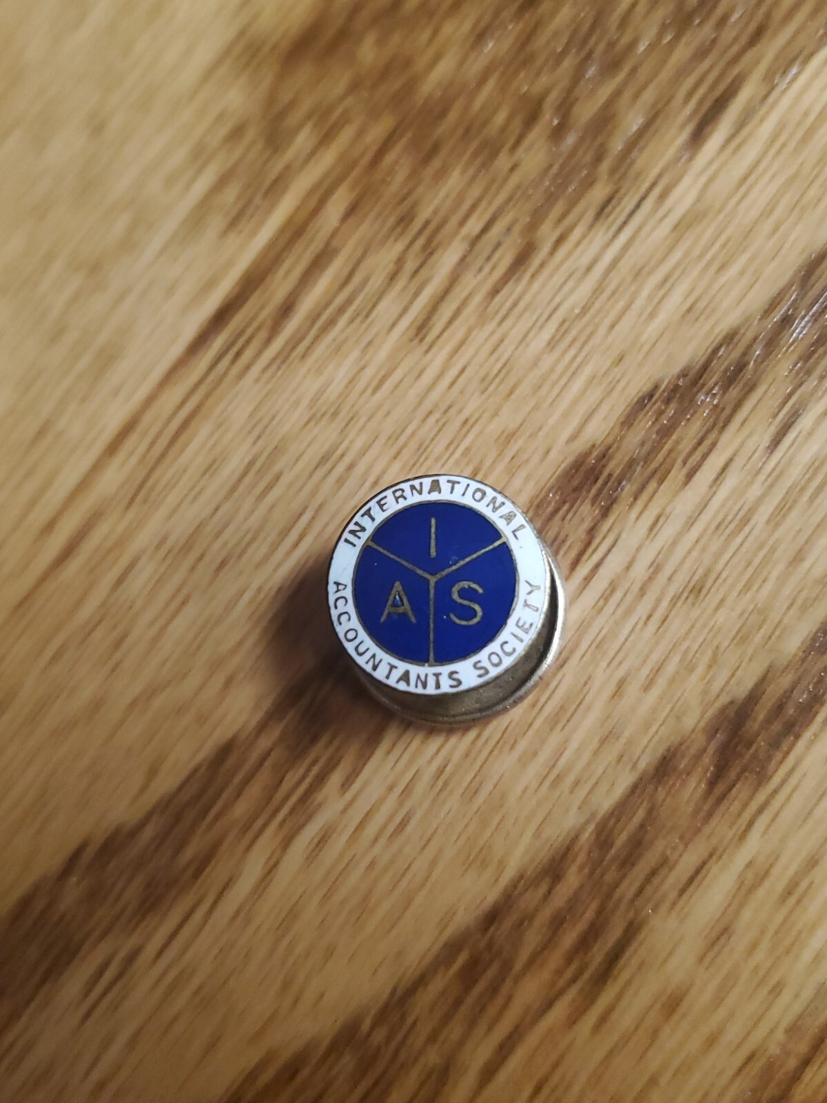 IAS International Accountants Society Gold Tone Vintage screwback pin ...