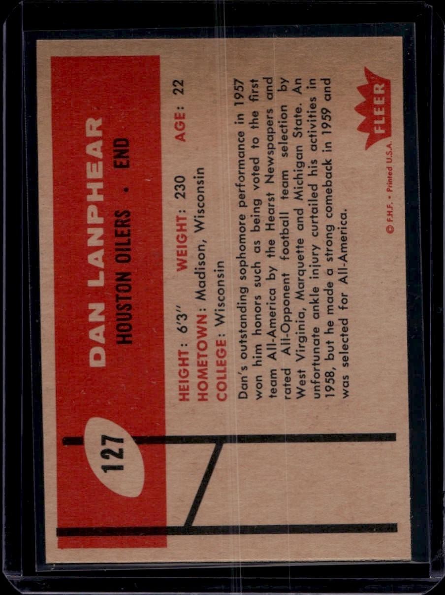 1960 Fleer Football Set Break #127 Dan Lanphear, Ex/Nm | eBay