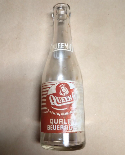 Queen-O Beverage Soda Bottle Sol Lenzner Corp Buffalo NY 1950s Vintage ...