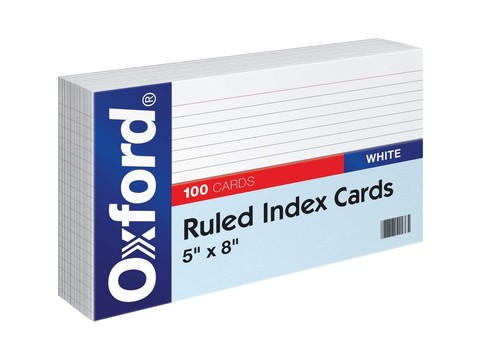 Ruled Index Cards, 5 x 8, White, 100/Pack | eBay