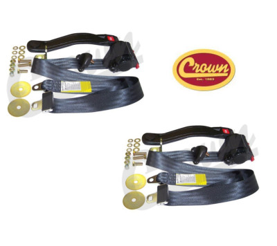 Crown BELT3B Front 3 Point Seat Belt Set Fits 87-95 Jeep Wrangler YJ ...