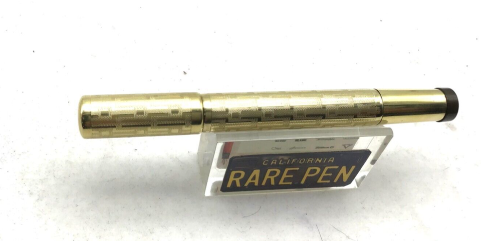 Vintage Columbus SAFETY 18KR GREEK KEY Overlay Fountain Pen 14K Fine ...