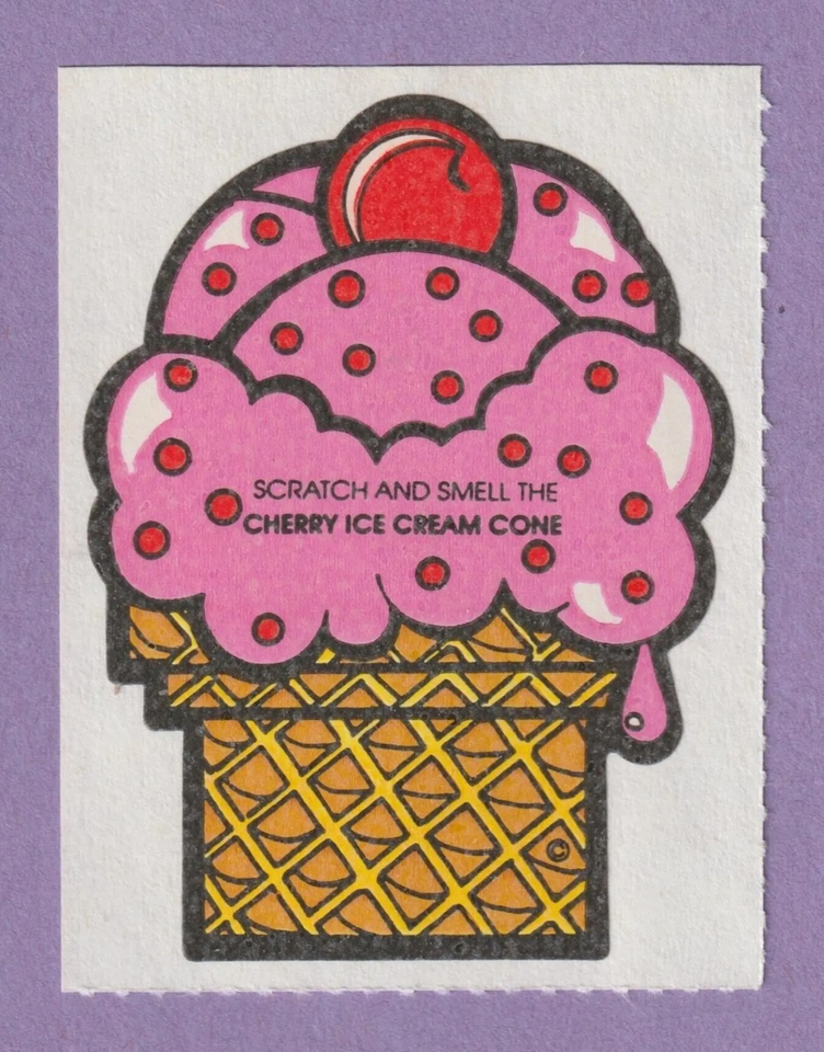 RARE VARIANT Vintage MELLO SMELLO Scratch & Sniff Sticker CHERRY ICE ...