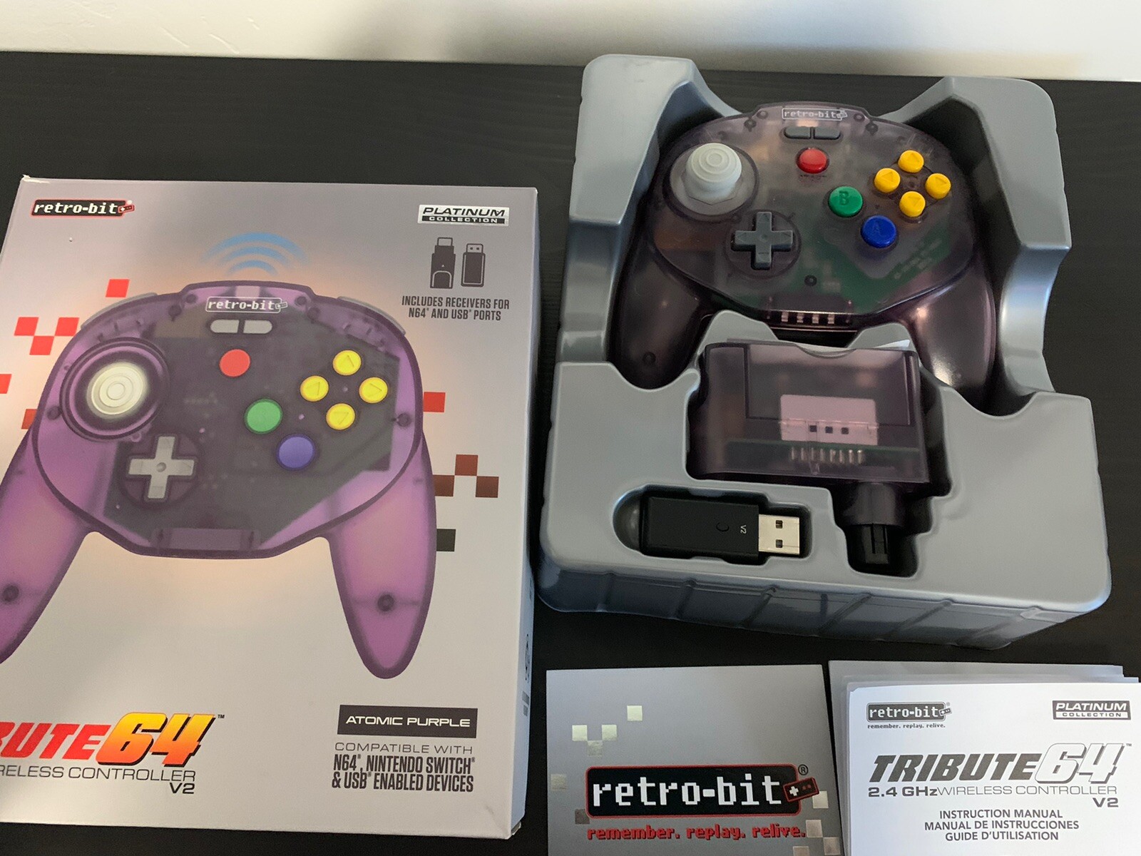 Retro-Bit Tribute64, 2.4 GHz Universal N64 Wireless Controller - Atomic ...