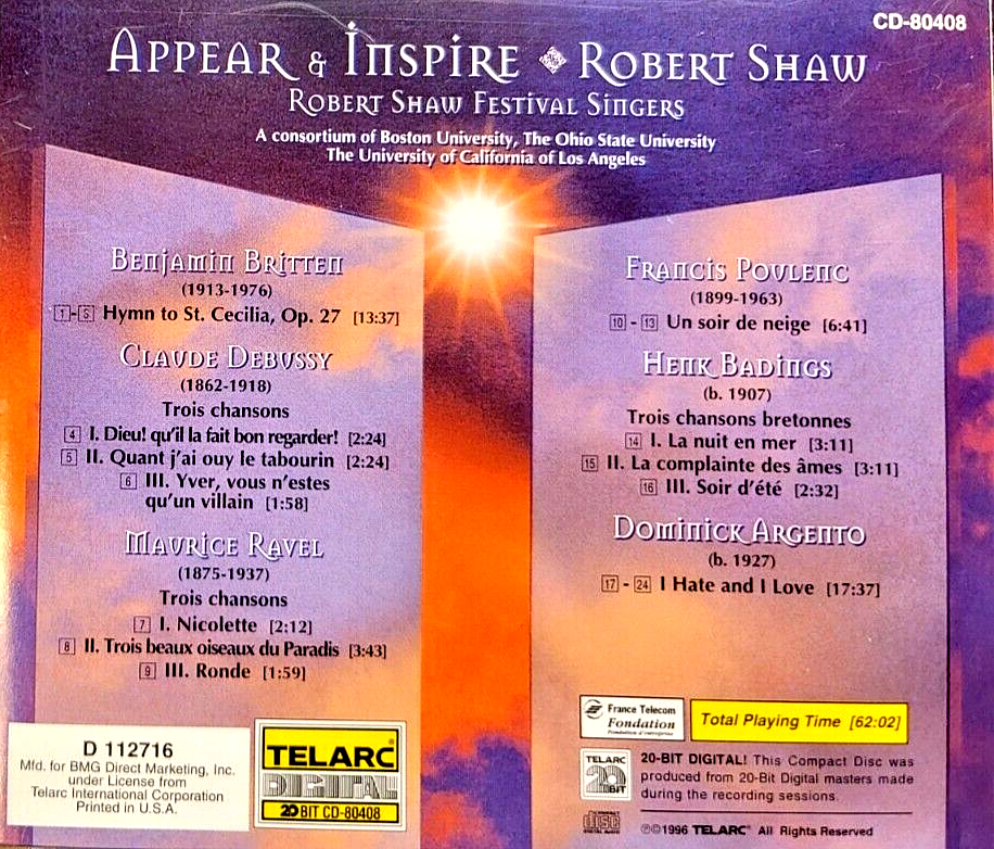 Britten / Debussy / Ravel / "Robert Shaw Festival Singers" - ( CD ...