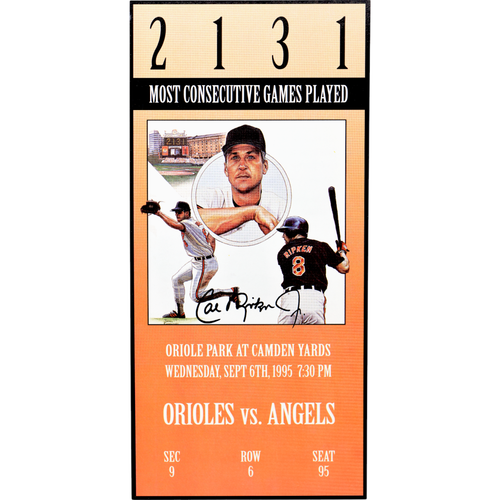 2131 Cal Ripken Jr Most Consecutive Games Played Commemorative Ticket 8 ...