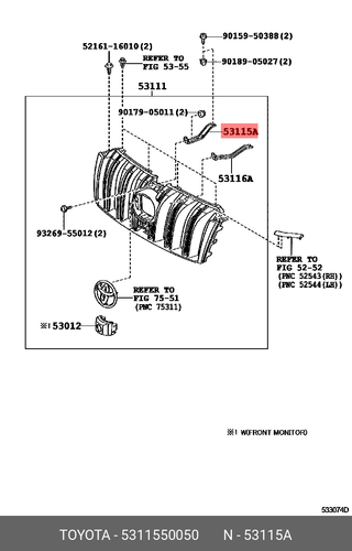 Genuine OE Bracket, Radiator Grill, Right, 5311550050 for TOYOTA 53115 ...