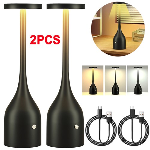 2PCS Cordless Table Lamp Rechargeable Battery Operated LED Desk Lights ...