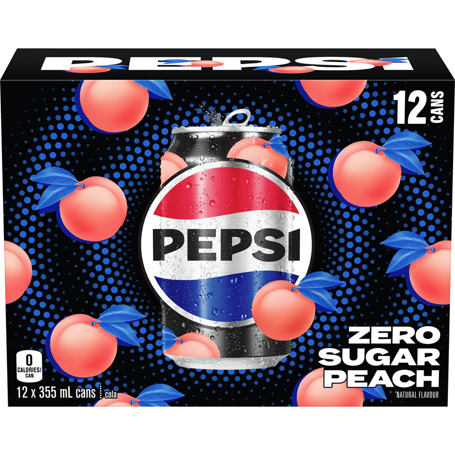 12 Cans Of Pepsi Peach Soft Drink Zero Sugar 355ml / 12 fl oz Each | eBay