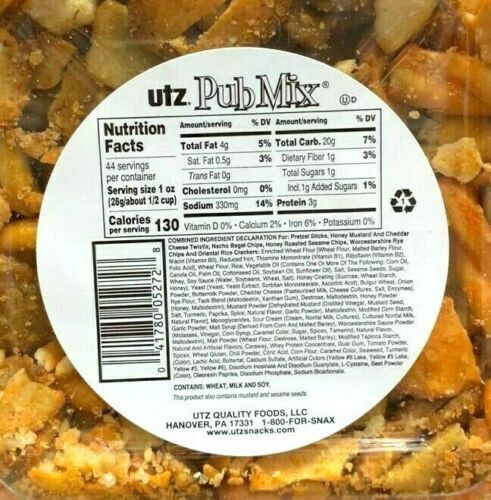 Utz Pub Mix Barrel, 44 oz Savory Blend of Crunchy Snack Mix Flavors | eBay