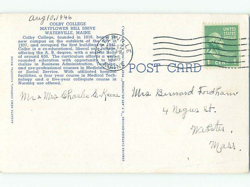 Linen ROBERTS & WOMENS UNION AT COLBY COLLEGE Waterville Maine ME Q3319 ...