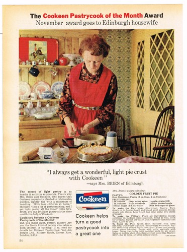 Cookeen Pastrycook Of The Month 1966 Full Page Magazine Ad Advert FC094 ...