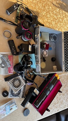 contax rts ii quartz camera set - 4 lenses - 2 flashes - original ...