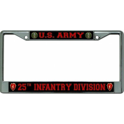 army 25th infantry division military logo chrome license plate frame ...