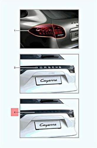 Genuine PORSCHE Cayenne darkened LED tail lights Black inscription ...