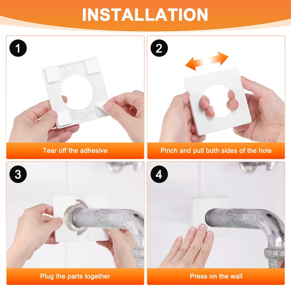 1-Pack ABS Square Self-Adhesive Wall Split Flange 7mmH for 20mm Dia ...