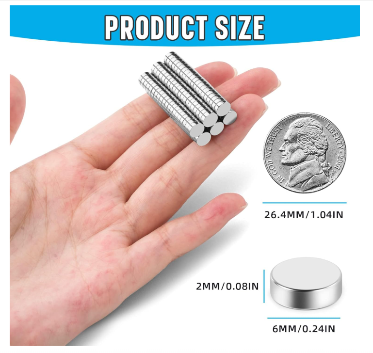300Pcs Small Round Magnets 6x2mm, Tiny Fridge Magnets for Crafts ...