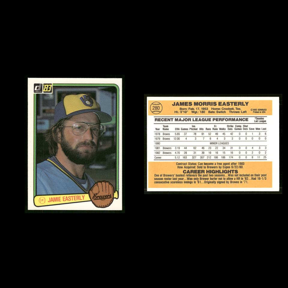Jamie Easterly #280 1983 Donruss Milwaukee Brewers Baseball Card MLB | eBay