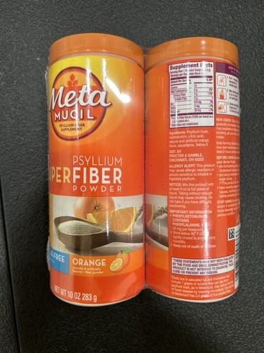 Meta Mucil Psyllium Fiber Supplement. Orange Sugar Free. 10oz Each Sold ...