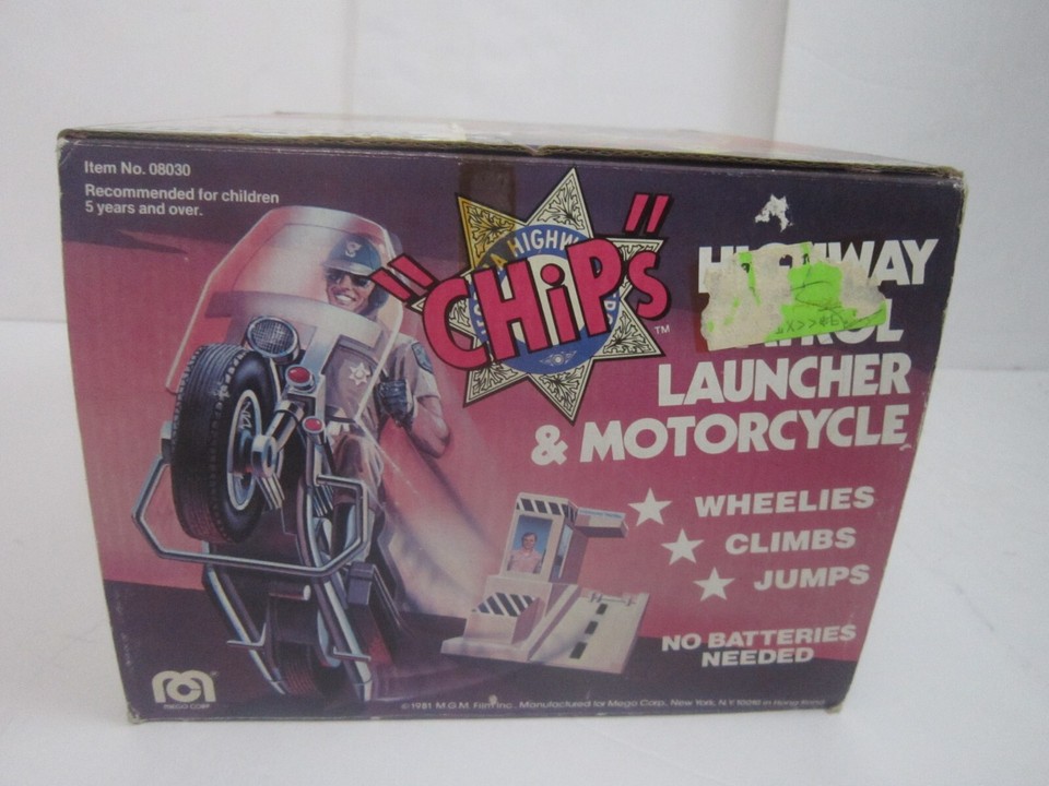 VTG 1981 New Old Stock CHIPS Highway Patrol Launcher Motorcycle Mego ...