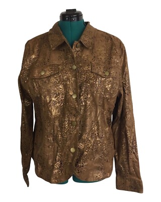 Toni Morgan Women’s Brown Gold Floral Faux Leather Jacket Size XL | eBay