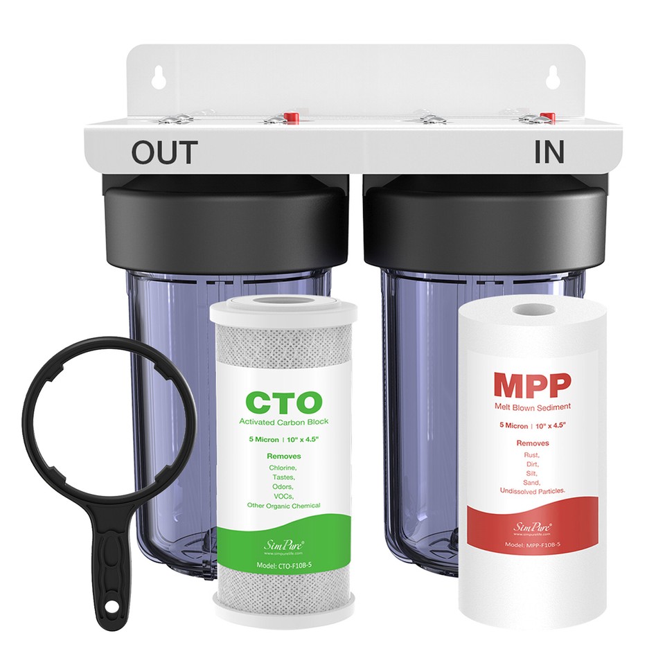 SimPure Whole House Water Filter System 2-Stage 10"x4.5" Sediment ...