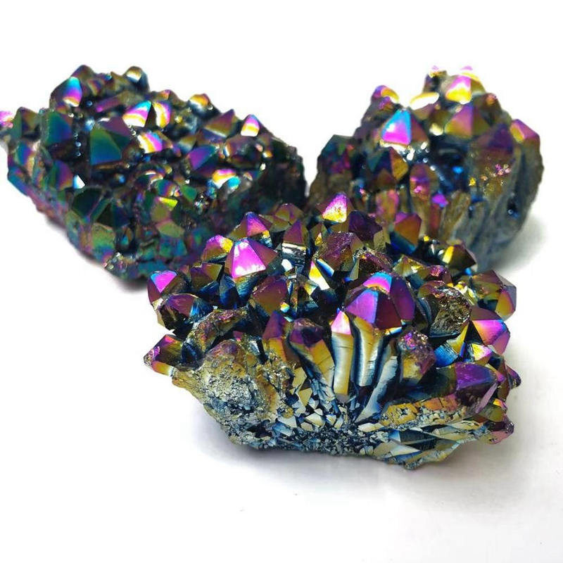 150g Natural Aura Colorful Titanium Stone Quartz Crystal Cluster Druzy ...
