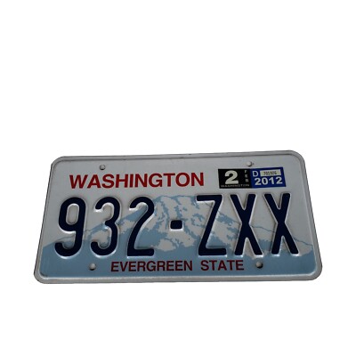 Washington License Plate Evergreen State 932•ZXX Mountainscape W/'12 ...