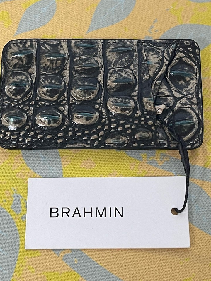 NEW BRAHMIN Croc-Embossed LEATHER CARD CASE/Wallet AGATE MELBOURNE NEW ...