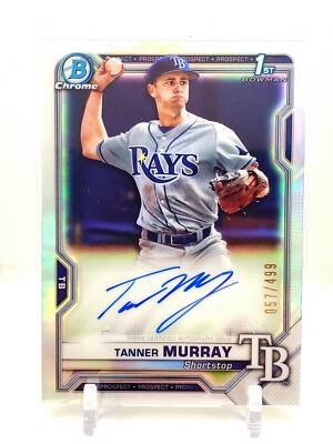 2021 Bowman Draft Chrome 1st Tanner Murray Refractor Auto 57/499 Rays ...