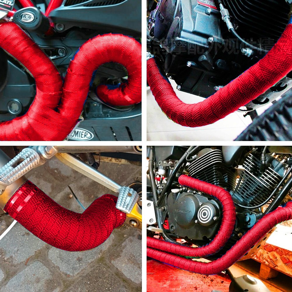 Red Exhaust Wrap Motorcycle Stainless Steel Collars For Exhaust Wrap