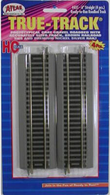 Atlas 451 HO Scale True Track Code 83 Straight Section 6" 4 Pack | eBay