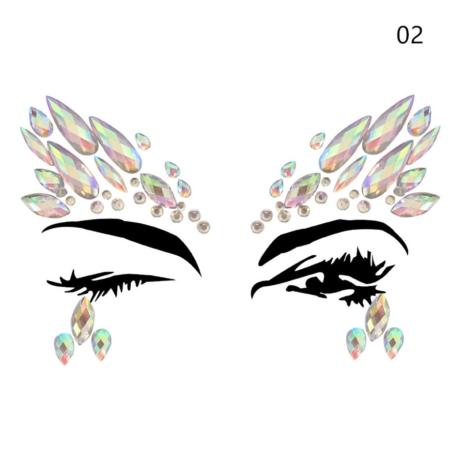 Face Crystal Sticker Eye Crafted Body Jewels Festival Temporary Tattoo ...